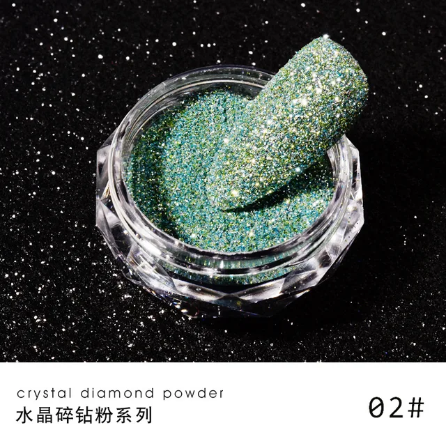 1Jar Nail Crystal Diamond Powder Rainbow Color Shiny Nail Art Glitter ...