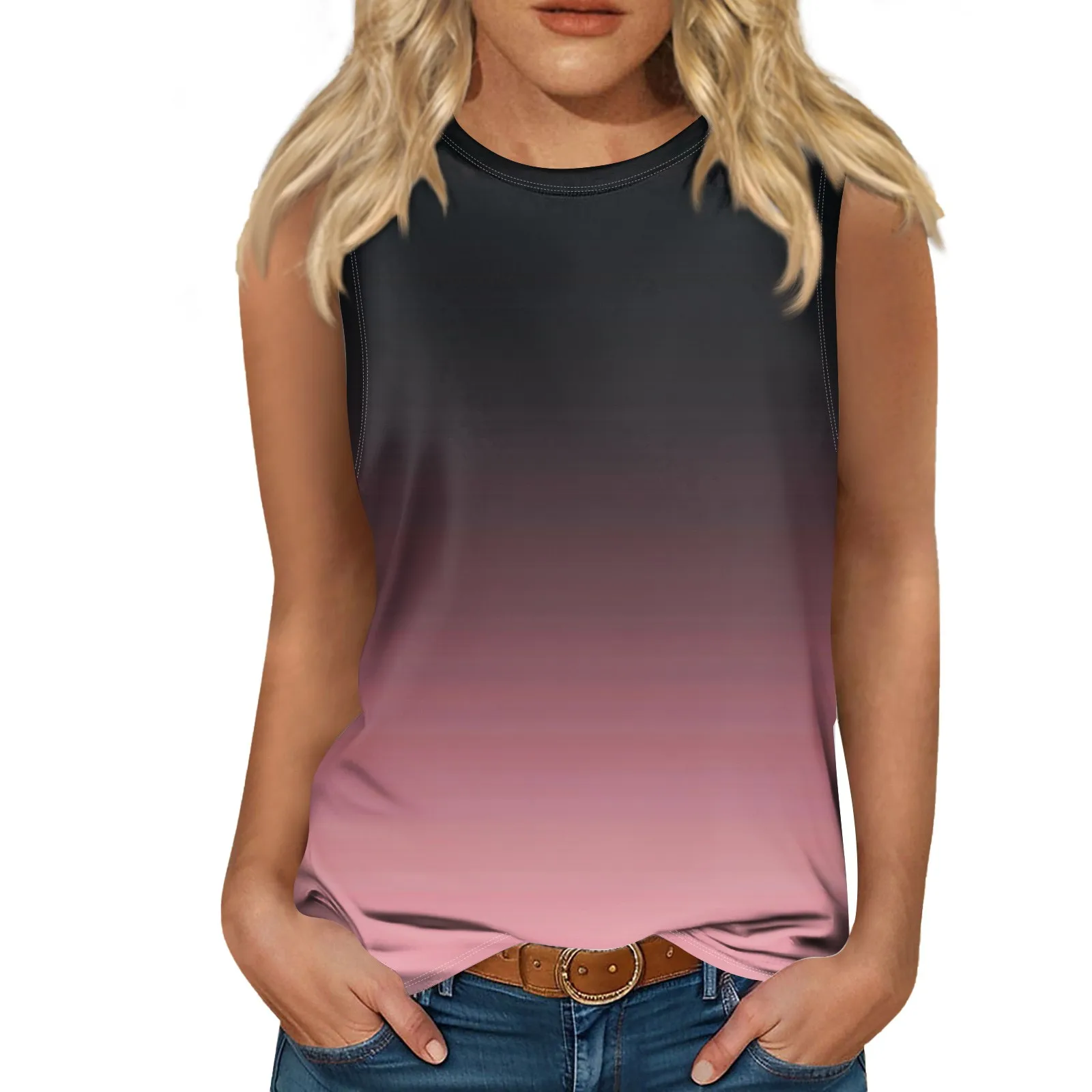 Camisola-regata-com-gola-redonda-feminina-leve-sem-mangas-camiseta ...