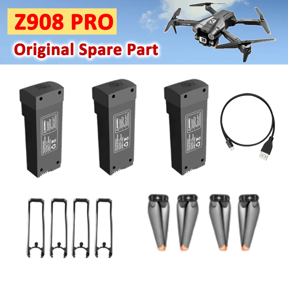 Z908 Pro Mini Drone Original Spare Part 3.7V 2000mAh Battery / USB Charger Cable / Propeller ...