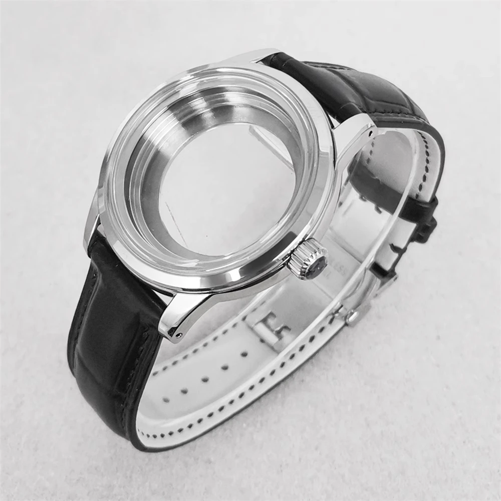 Mineral-Glass-Stainless-Steel-39mm-Watch-Case-Black-Brown-Leather-Strap ...