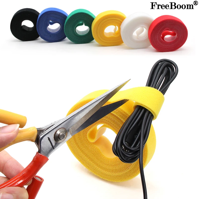 5m-roll-Cable-Ties-Reusable-Loop-Bundle-Self-Adhesive-Fastener-Clip ...
