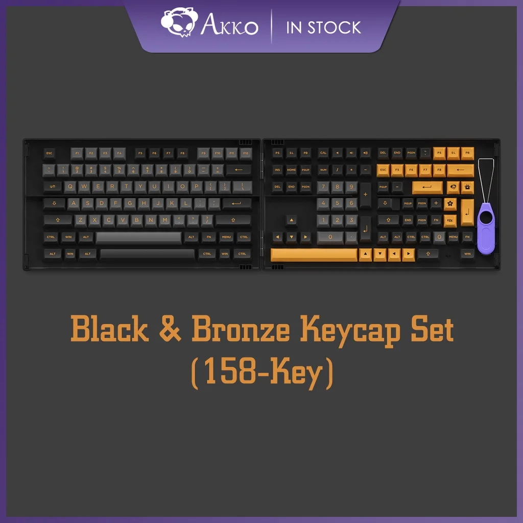 Akko-Black-Bronze-Keycap-Set-158-Key-ASA-Profile-PBT-Double-Shot-Keycap ...