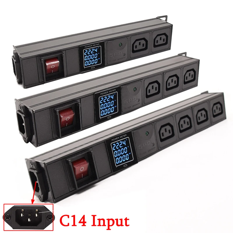 PDU aluminum alloy power strip with LED display voltmeter ammeter ...
