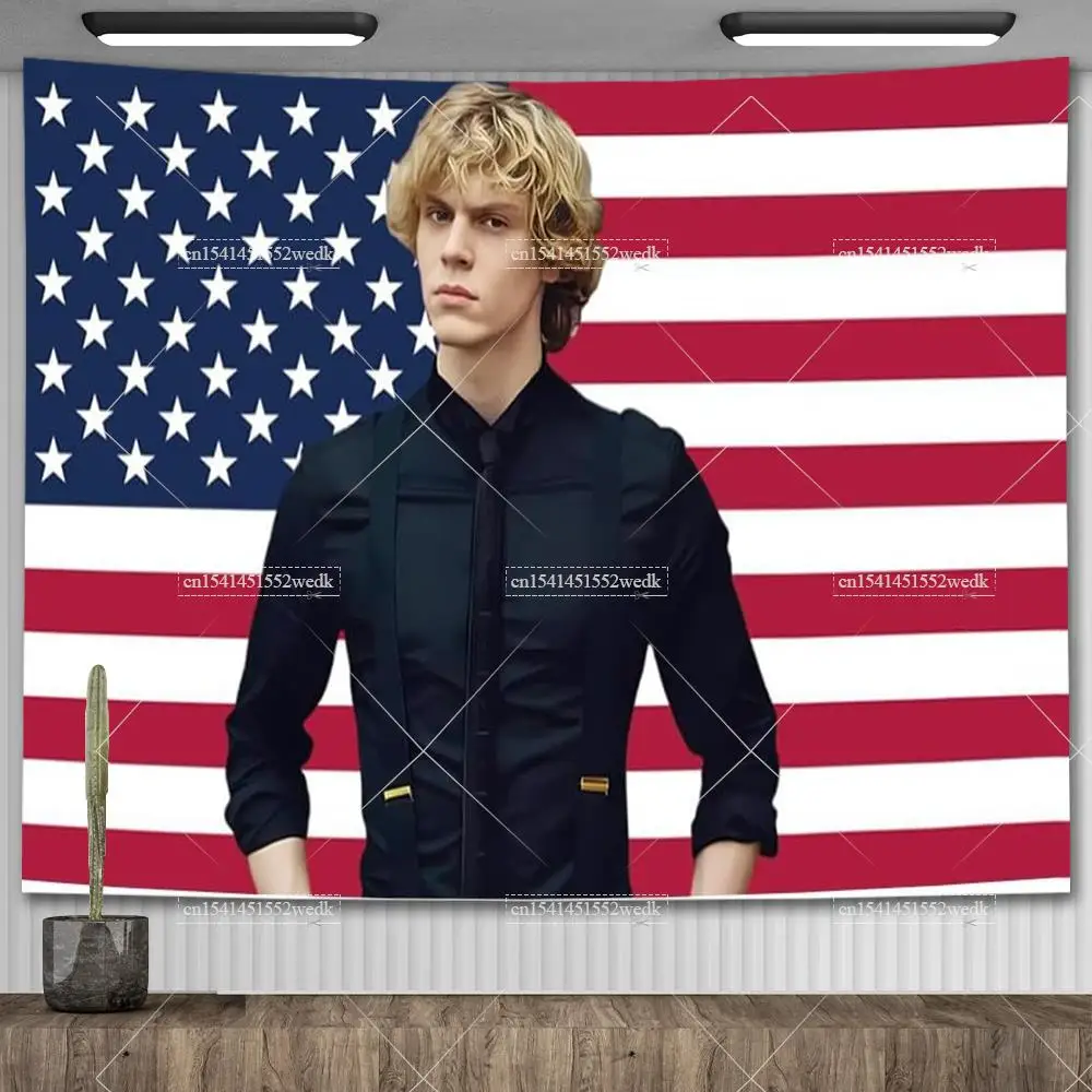 Evan Peters Tapestry American USA Flag Funny Meme Tapestry Aesthetic ...