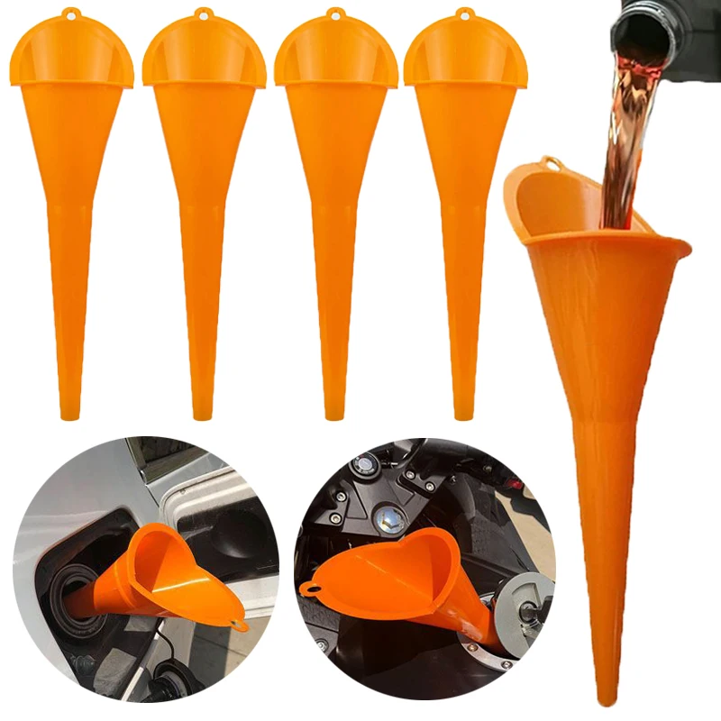 1/2/4Pcs Anti-splash Plastic Funnel Car Long Stem Funnel Gasoline Oil ...