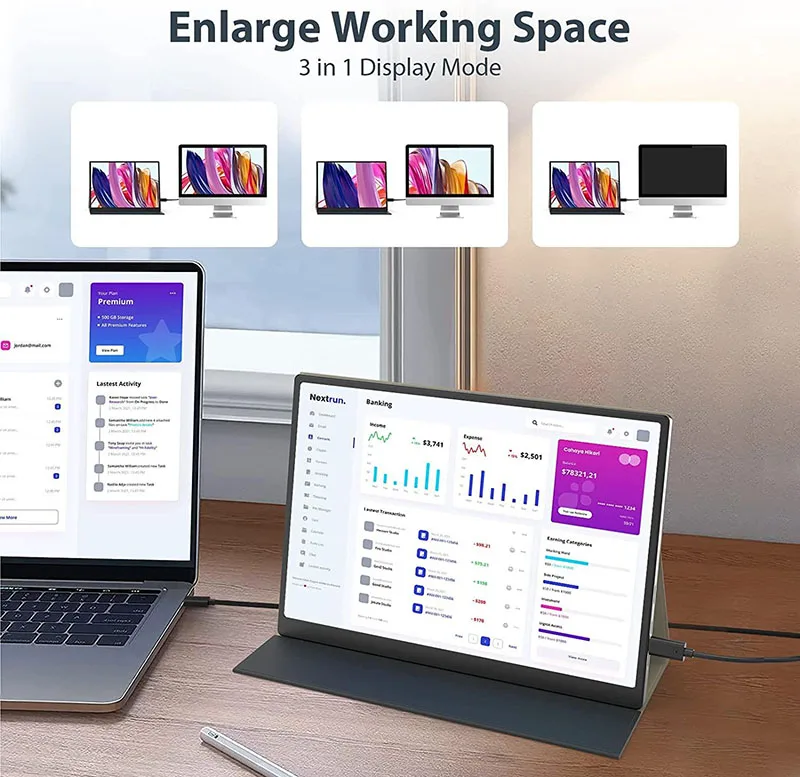 10.5 Inch Portable Monitor Extend Screen FHD 1920×1280 Portable Monitor ...