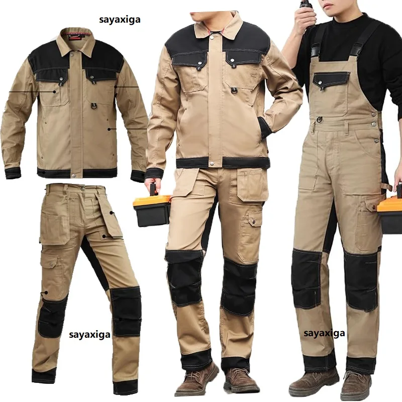 Men’s Work Clothing Brace Bib Overall With Knee Pads Carpenters Work ...