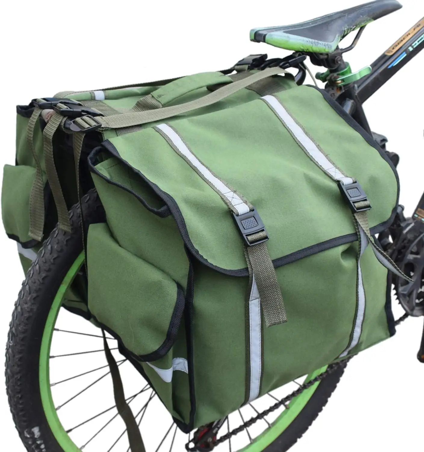 Green-Bike-Pannier-Bags-25L-Bicycle-Panniers-waterproof-Rear-Rack-Bike ...