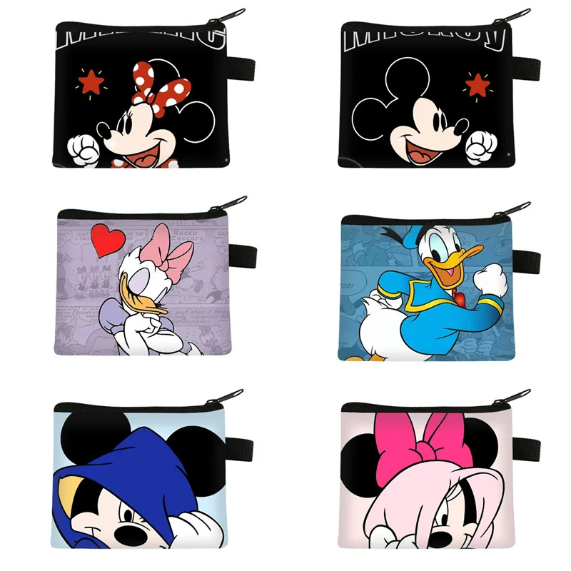 Disney Mickey Minnie Mouse Coin Purse Cartoon Print Donald Duck Daisy ...