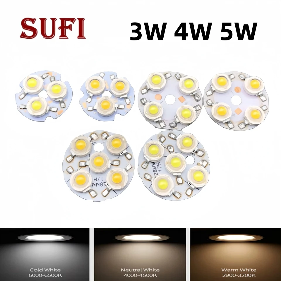 10pcs 3W 4W 5W LED Aluminum Plate With Lamp Beads 23mm 28mm Round PCB ...