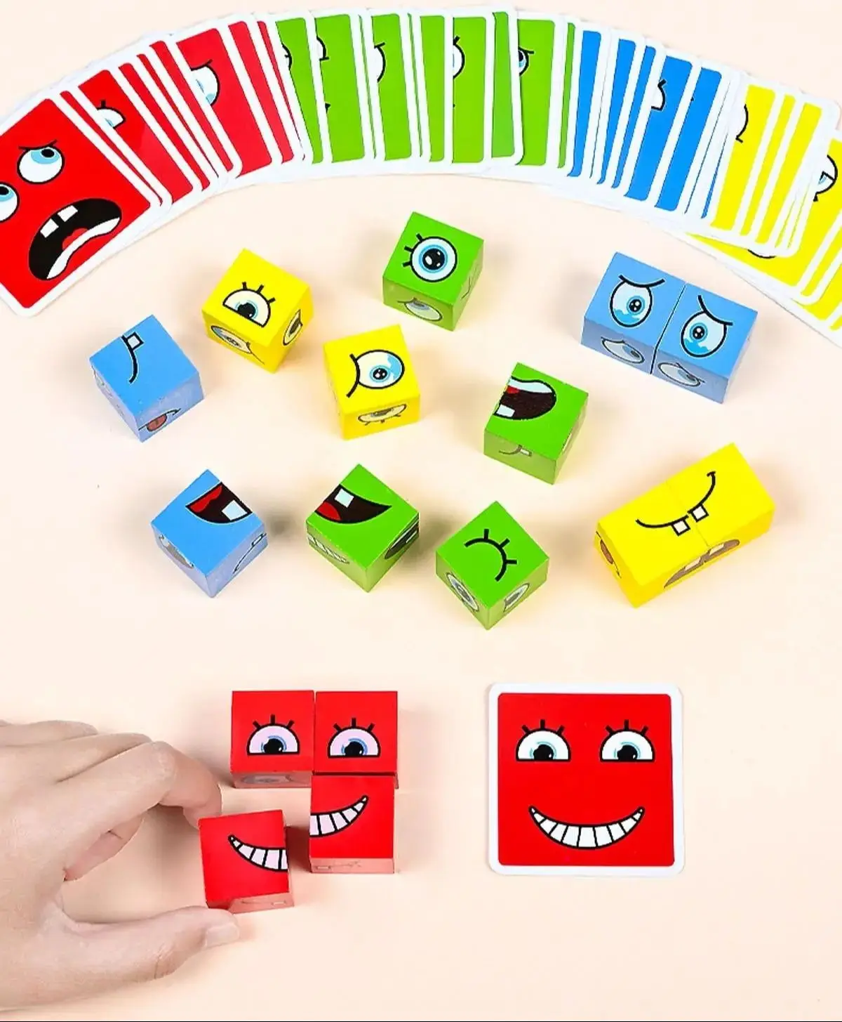 Face Change Cube Table Card Game Montessori Expression Puzzle Building ...