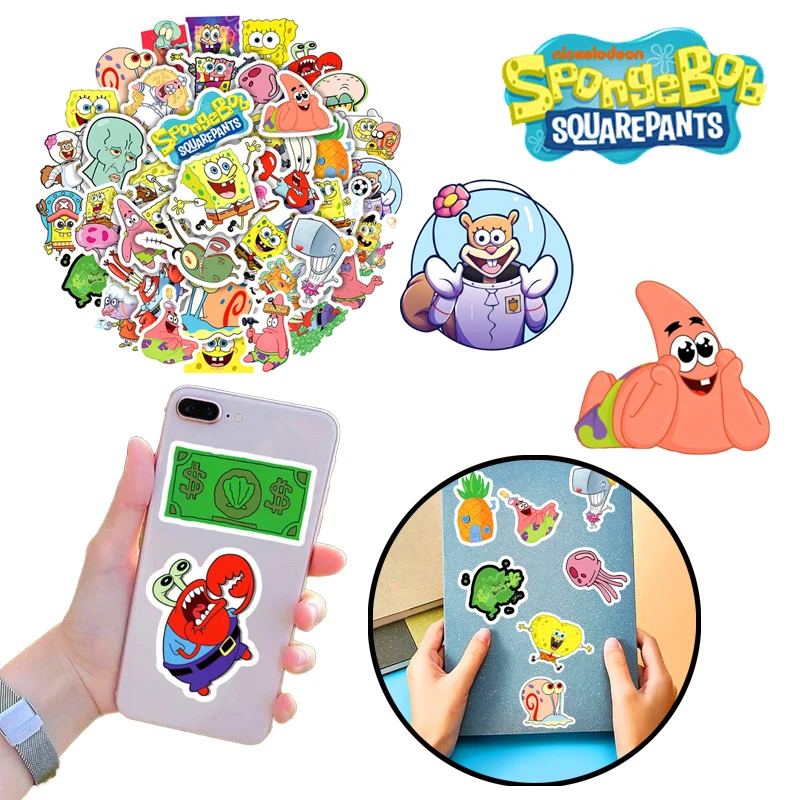 50pcs-SpongeBob-Cartoon-Doodle-Stickers-Cute-Pattern-Decals-Patrick ...