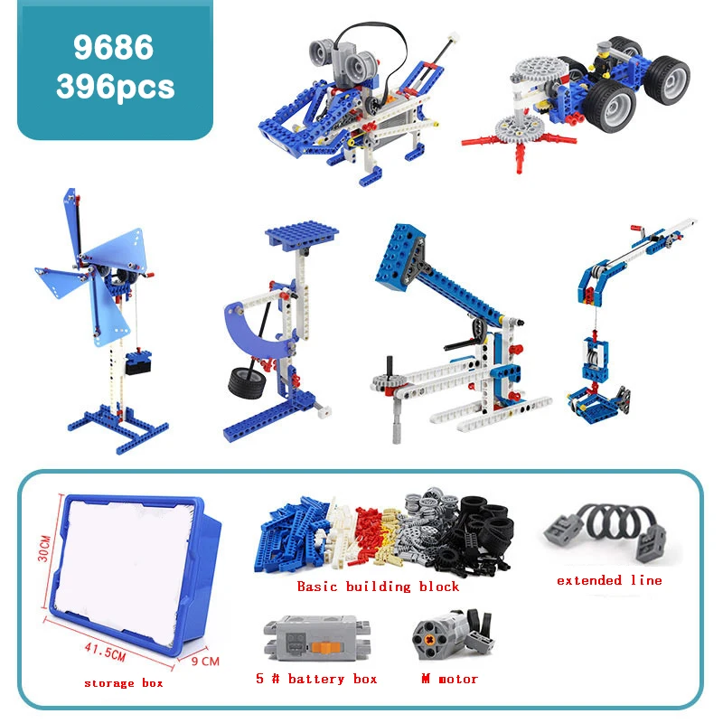 Educational-and-Dacta-Building-Blocks-Kit-9686-Simple-and-Motorized-Mechanisms-Base-Set-Moc ...