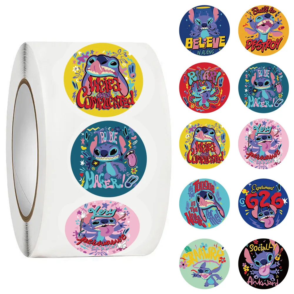 500pcs-Roll-Disney-Stitch-Cartoon-Round-Sealing-Sticker-DIY-PVC-Laptop ...