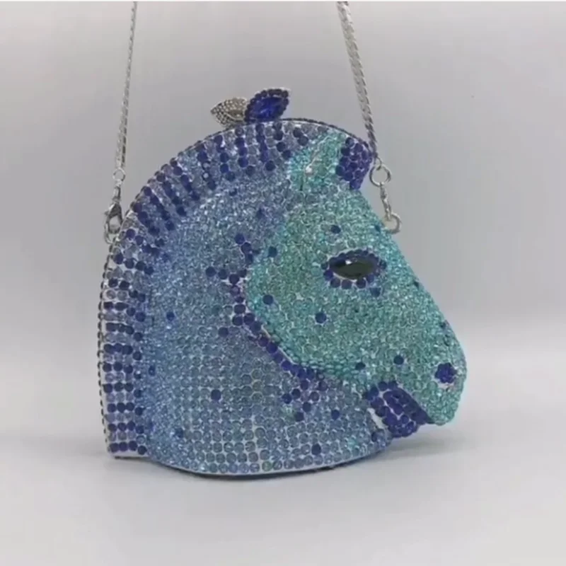 XIYUAN Pink Blue Horse Animal Wedding Bridal Crystal Handbag Cocktail ...