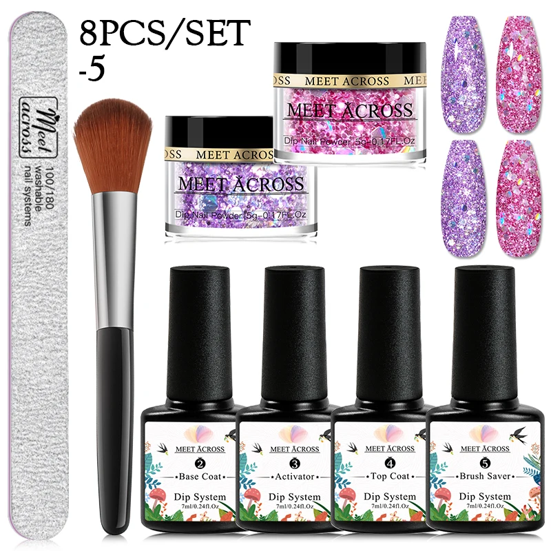 MEET-ACROSS-8-12-16pcs-Nail-Dipping-Powders-Set-For-Manicure-Natural ...