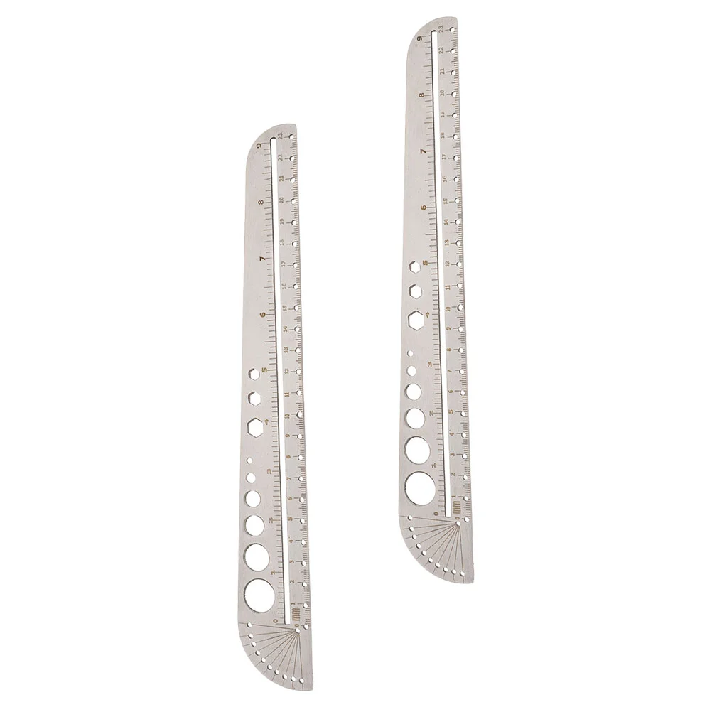 2 Pcs Multifunctional Protractor Scale Straight Ruler Stainless Office ...