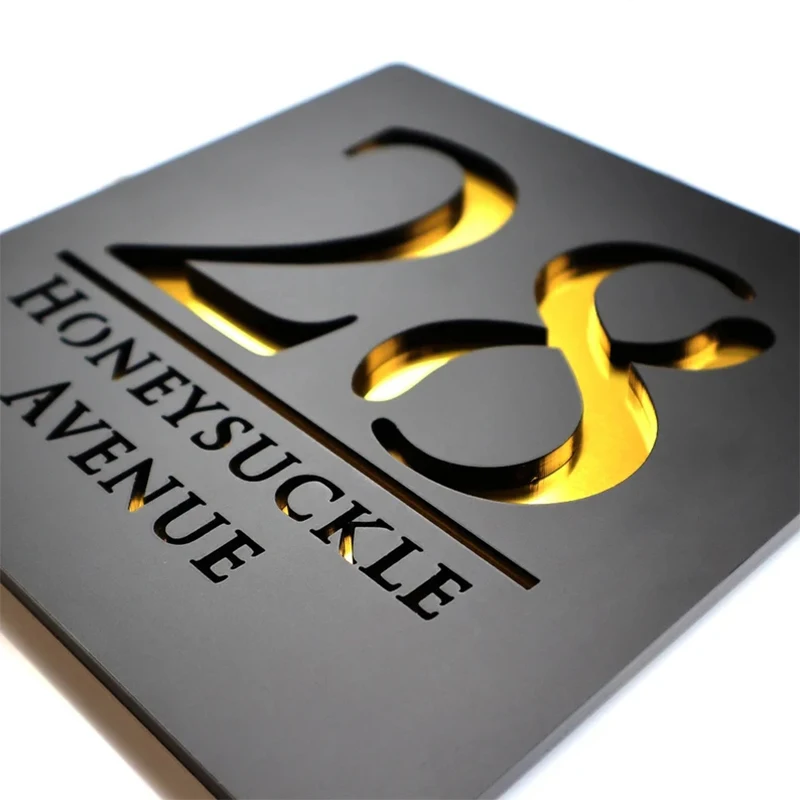Personalised Laser Cut Acrylic Modern House Floating Sign Door Address ...
