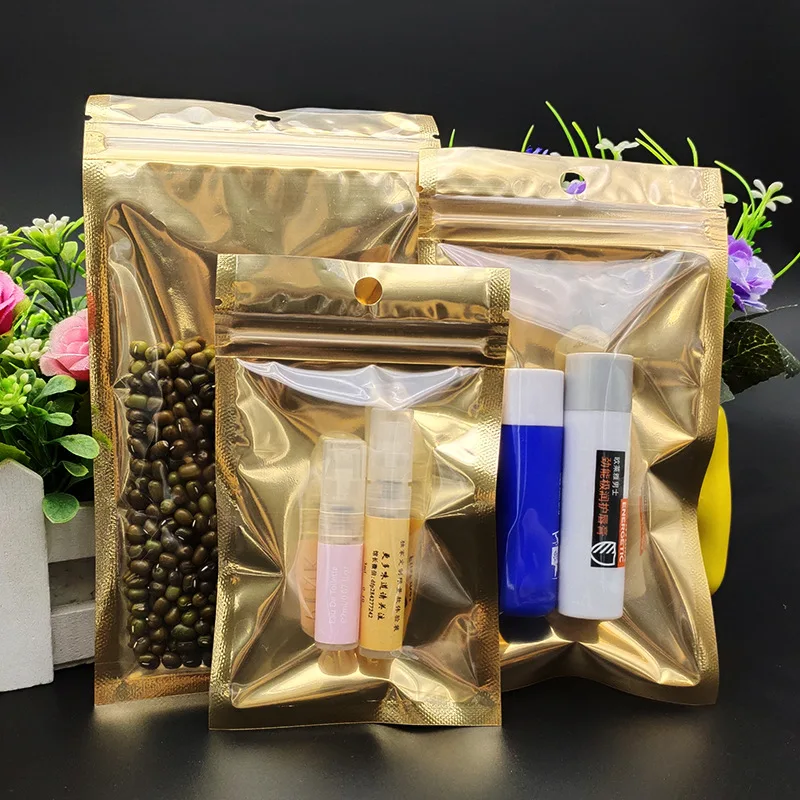 50Pcs Gold Aluminized Packaging Bag Translucent Ziplock Bag Food ...