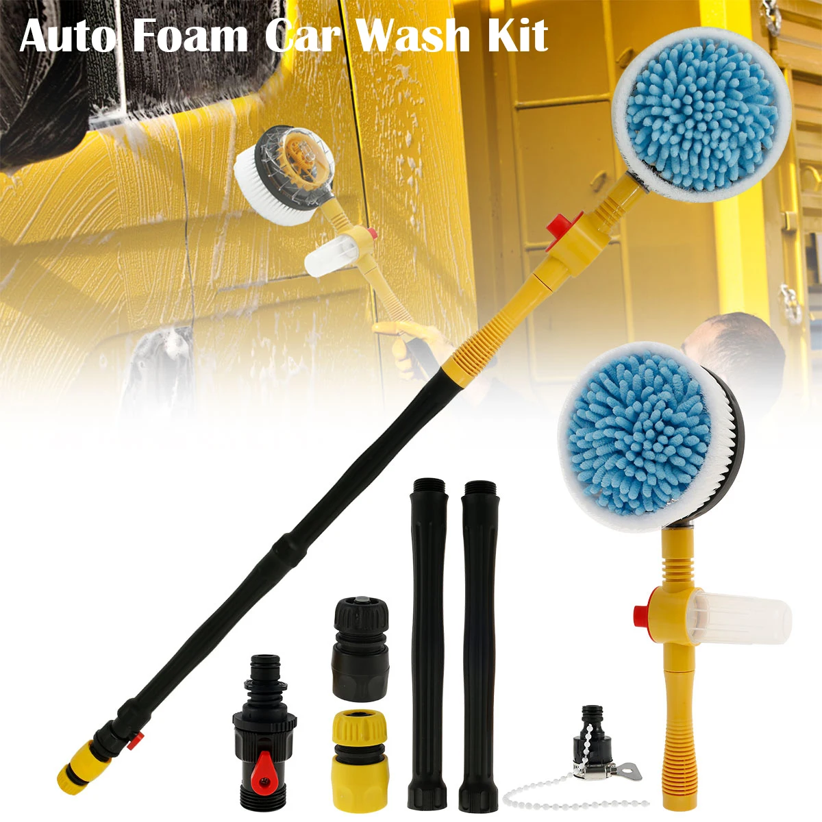 Auto-Rotating-Car-Wash-Brush-Car-Window-Cleaner-Brush-Kit-360-Spin-Head ...