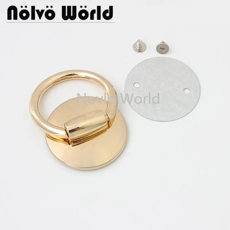 10-50-pieces-Gold-Color-40mm-Bag-Round-Side-Clip-Buckles-Rings-Screw ...