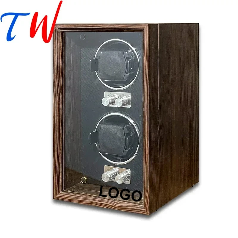 Custom Logo Wood Grain Watch Winder - Automatic Rotating Mechanical ...