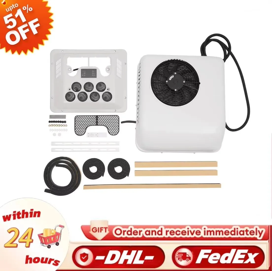 RV Heating and Cooling Integrated Top Air Conditioning 12V 750W Wall ...