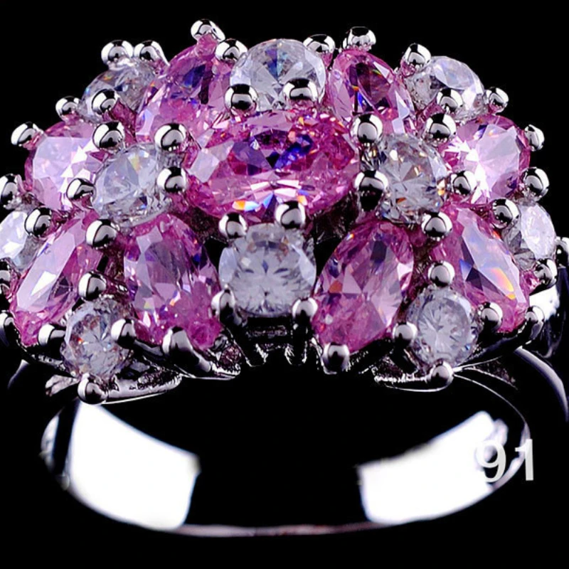 Luxury-Female-Pink-Purple-Blue-Flower-Ring-Fashion-Silver-Color ...