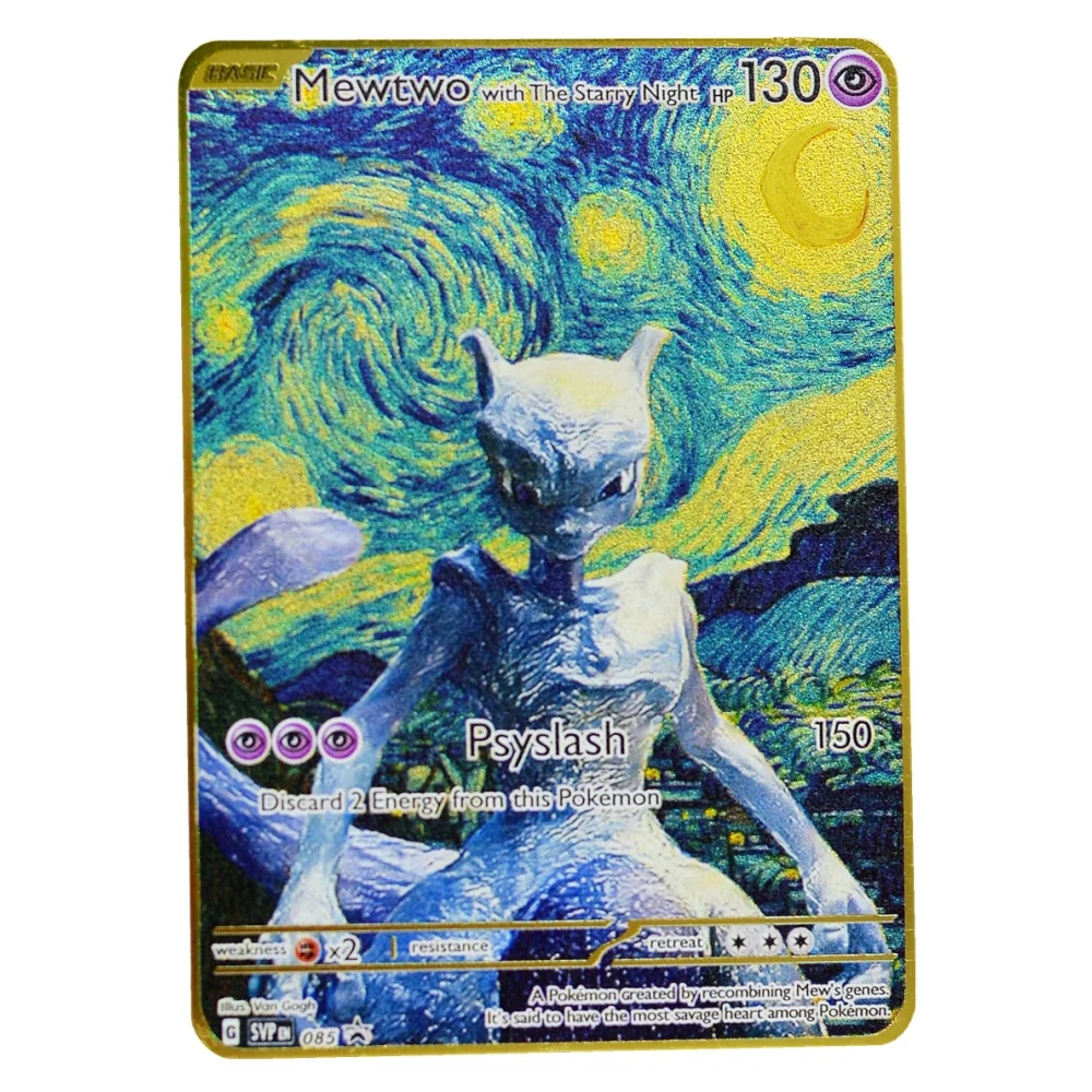 Card Metal Pokémon Letters Mewtwo Gx Pikachu Charizard Vmax Genga ...