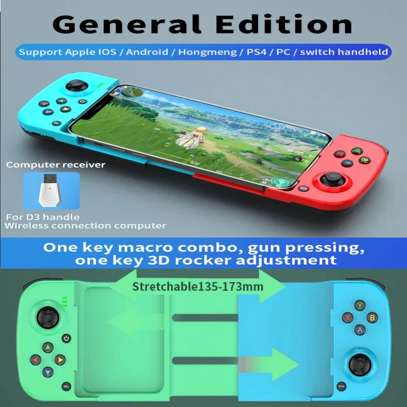 D3-Type-C-Telescopic-Gamepad-Ps4-Controller-para-Android-Bluetooth-5-0 ...
