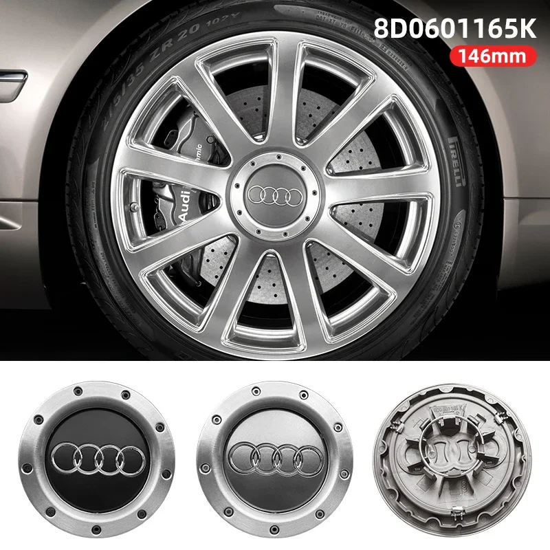 4pcs-146mm-8D0601165K-Grey-Black-Wheel-Center-Hub-Caps-Rim-Caps-Emblems ...