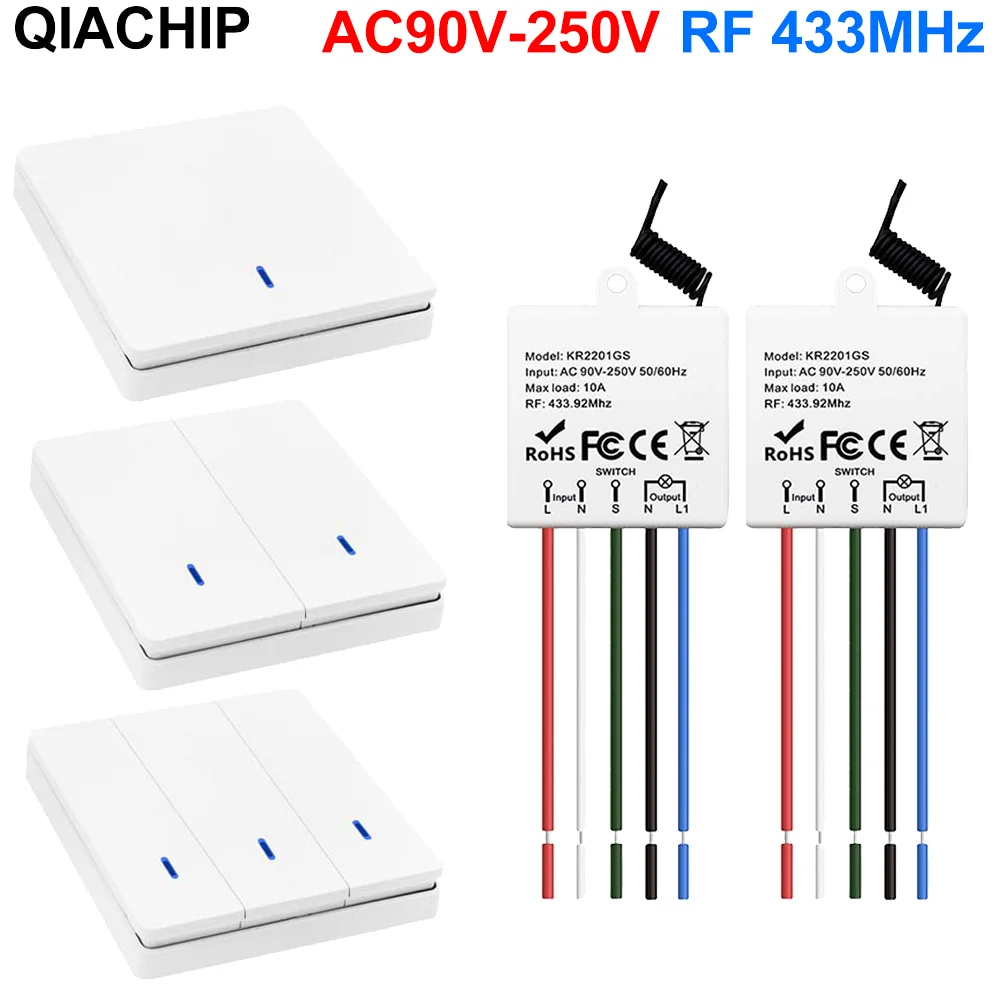 433MHz-Wireless-Light-Switch-RF-86-Wall-Panel-Transmitters-Remote ...
