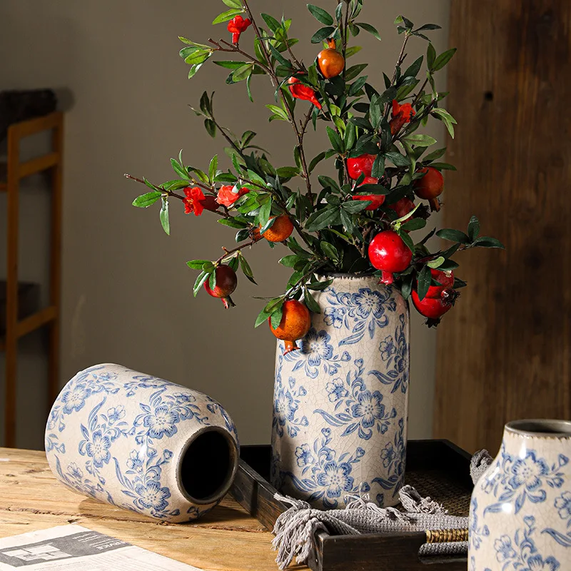 White and Blue Porcelain ceramic vase countryside vintage Home elegant ...