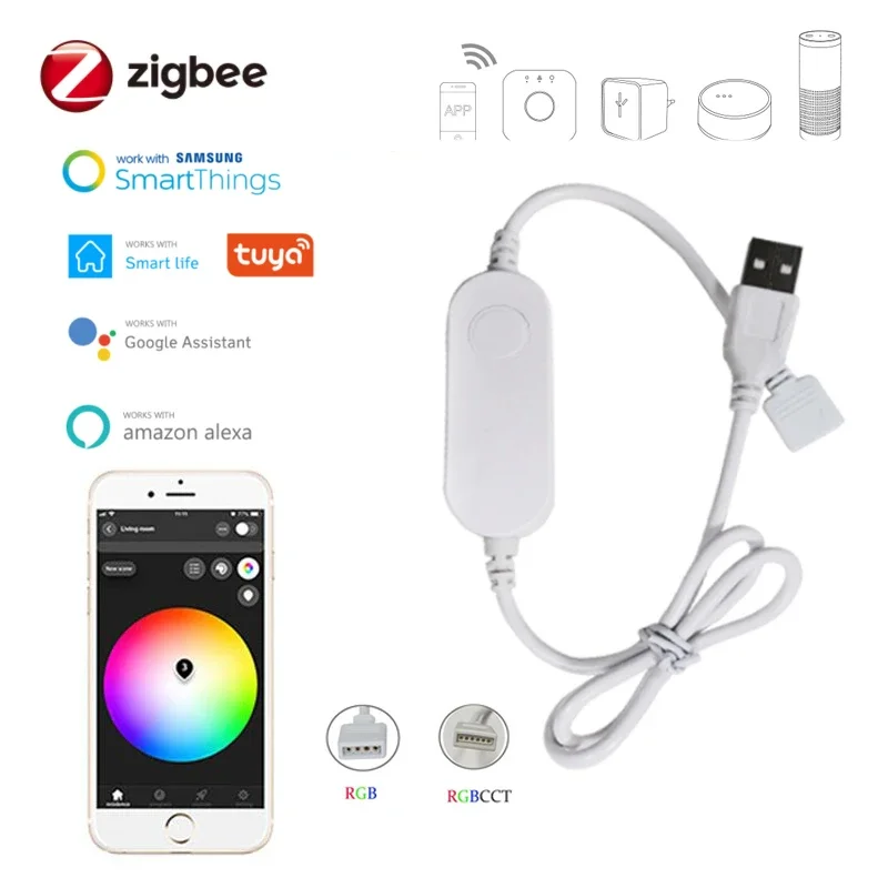 Tuya-Zigbee-USB-LED-Wireless-Controller-DC5V-5050-RGB-RGBCCT-Led-Strip ...