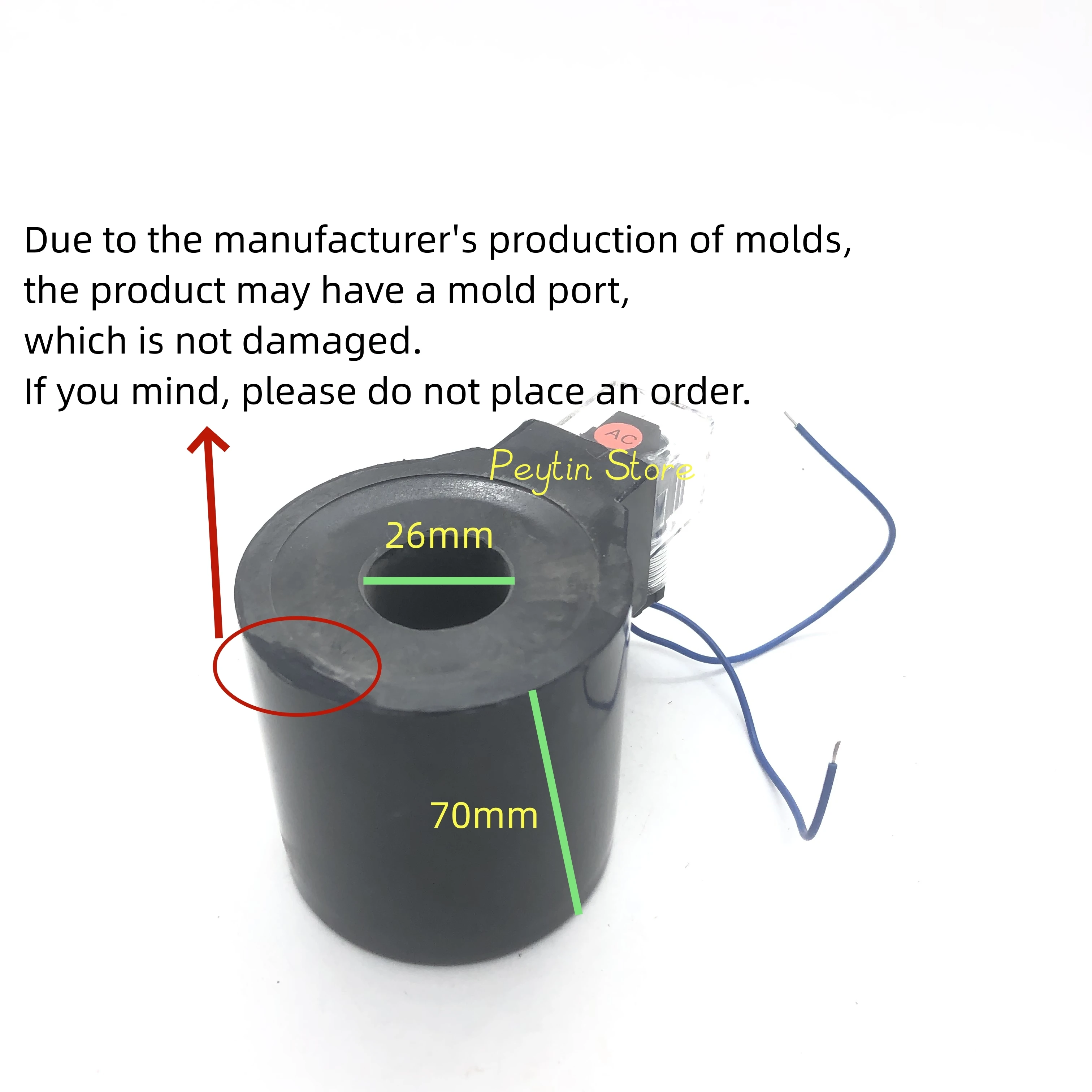 1Pc 26mm Core Dia 70mm Height DC24V AC220V Pneumatic Control Air ...