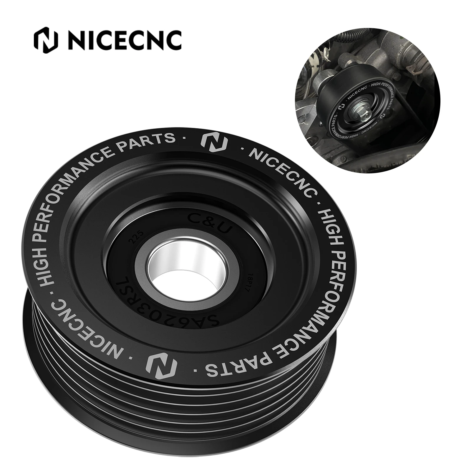 NICECNC LS Billet Aluminum 6 Grooved Tensioner Pulley for Most LS ...