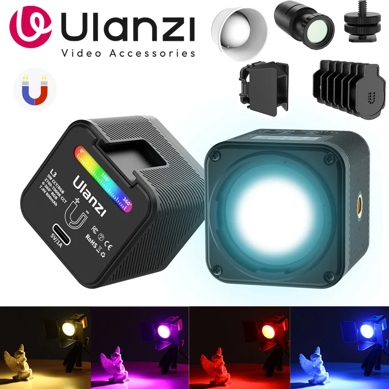 Ulanzi-L3-Full-Color-RGB-Video-Light-2700-7000K-800mAh-Battery-Portable ...
