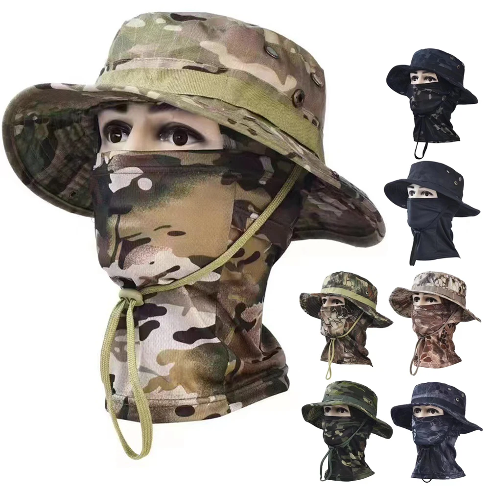 Tactical Balaclava Fishing Cap Full Face Mask Set Men Summer Snapback ...