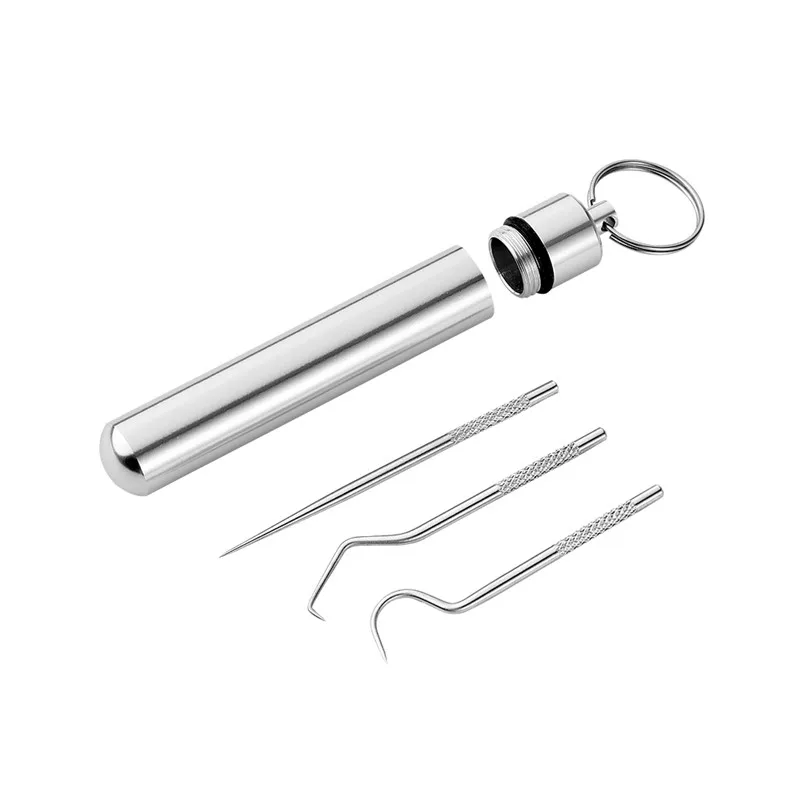 Stainless Steel Toothpick Set Metal Flossing Tools with Portable ...