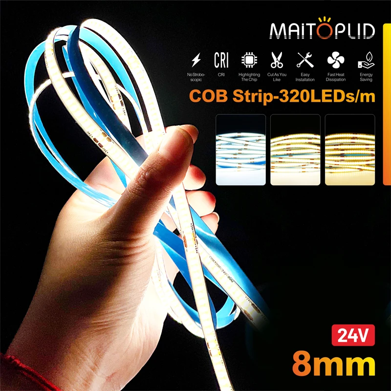 8mm-COB-LED-Strip-Light-320LEDs-m-High-Density-Flexible-24V-Tape-Ribbon ...