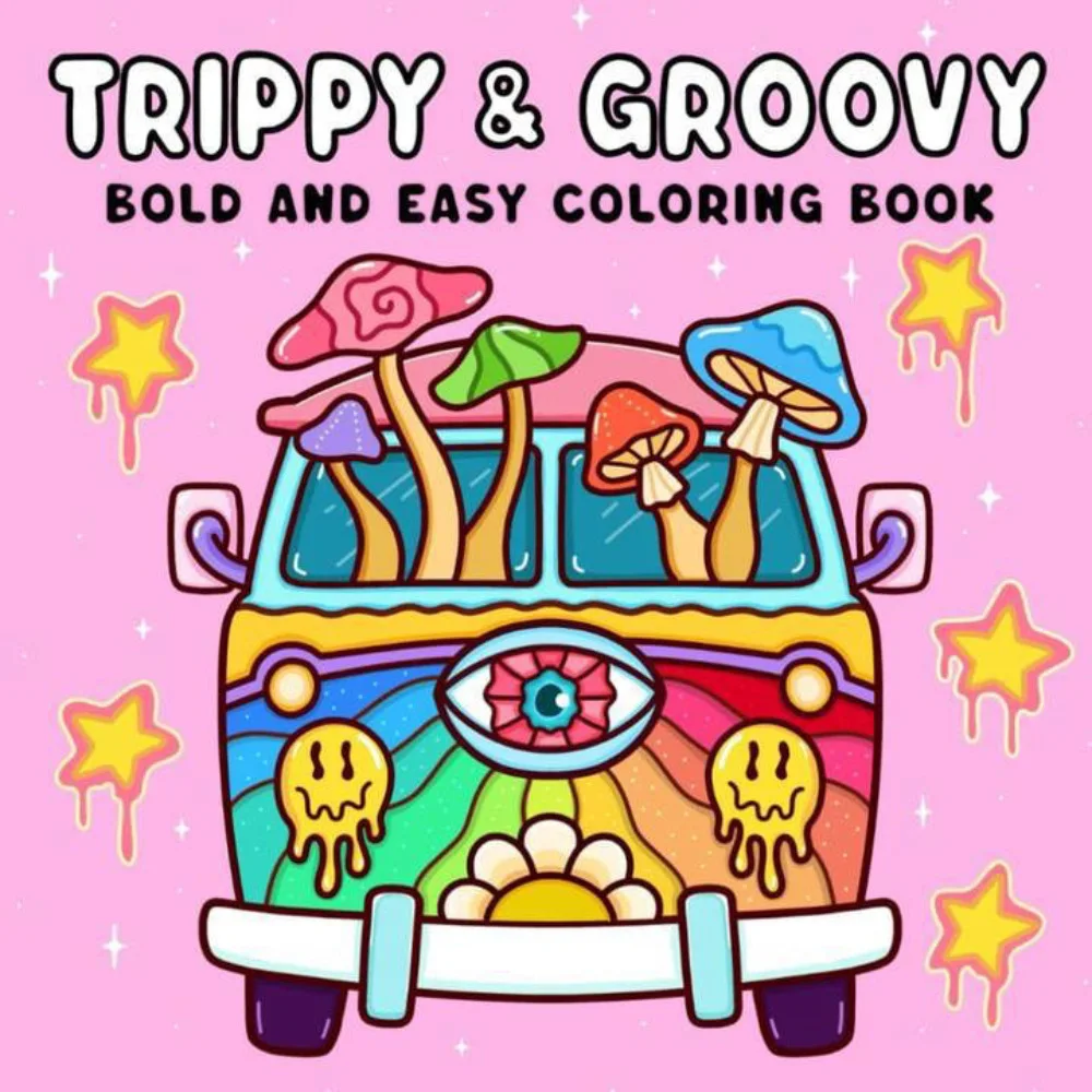 48 Pages Trippy & Groovy Bold And Easy Coloring Book for Adults Cute ...