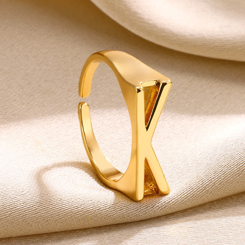 Gold-Color-Stainless-Steel-Initial-Rings-For-Women-Narrow-Letter-Ring ...