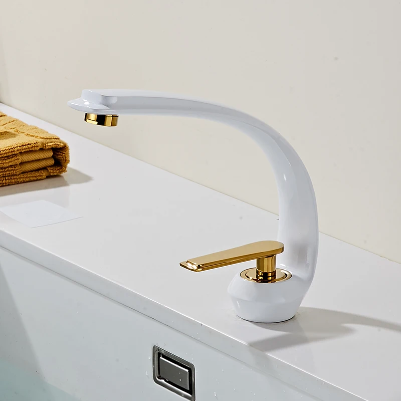 Bathroom-Faucets-Cream-White-Brass-Bathroom-Basin-Faucet-Cold-And-Hot ...