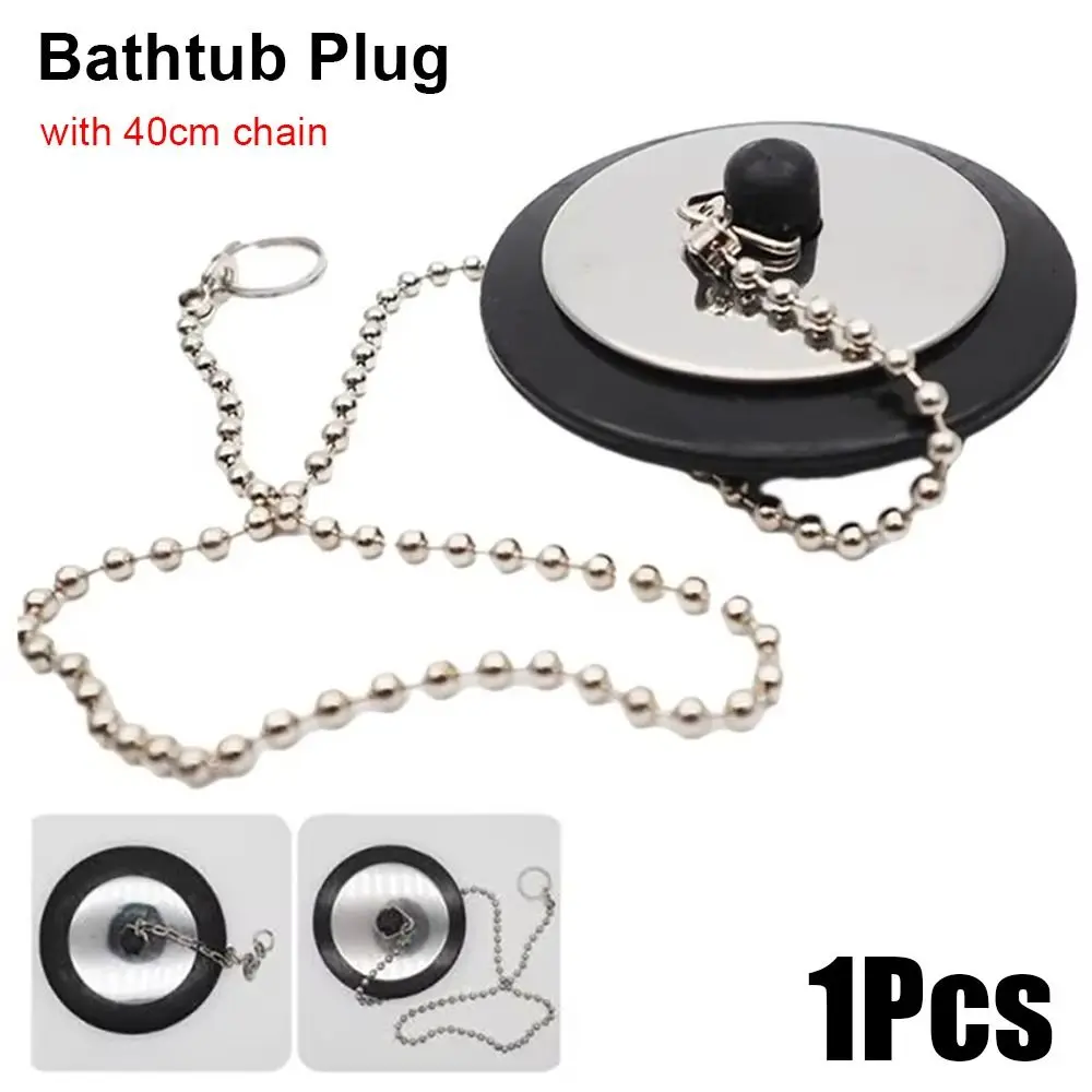 1Pcs Durable Rubber Tub Stopper Universal With Chain Bath Tub Drain 4/4 ...