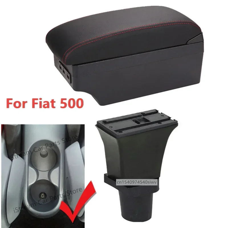 Armrest-Box-for-Fiat-500-Centre-Console-Storage-Box-USB-LED-Arm-Rest ...