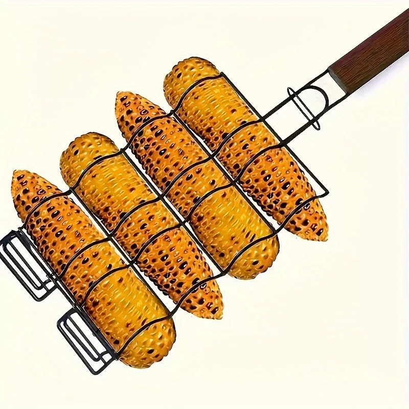 Barbecue-Rack-Corn-Barbecue-Basket-Wooden-Handle-Barbecue-Cage-Non ...