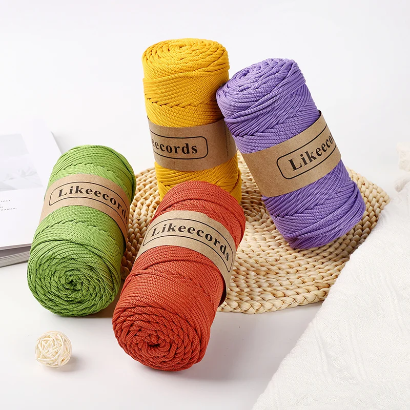 Likeecords-4mm-Polyester-Knitted-Crochet-Yarn-130m-Elastic-Yarn-for ...