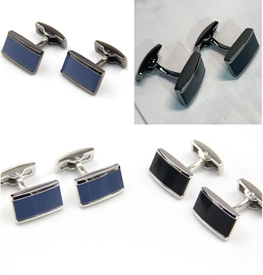 50pairs-lot-Classic-Rectangle-Black-Blue-Enamel-Cufflinks-Copper ...