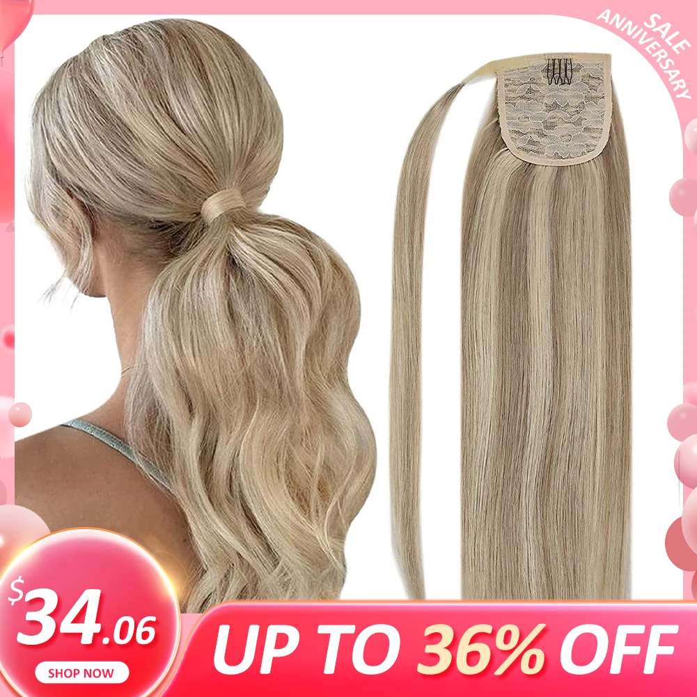 VeSunny-Ponytail-Human-Hair-14-22-Highlight-Ponytail-Extensions-100 ...