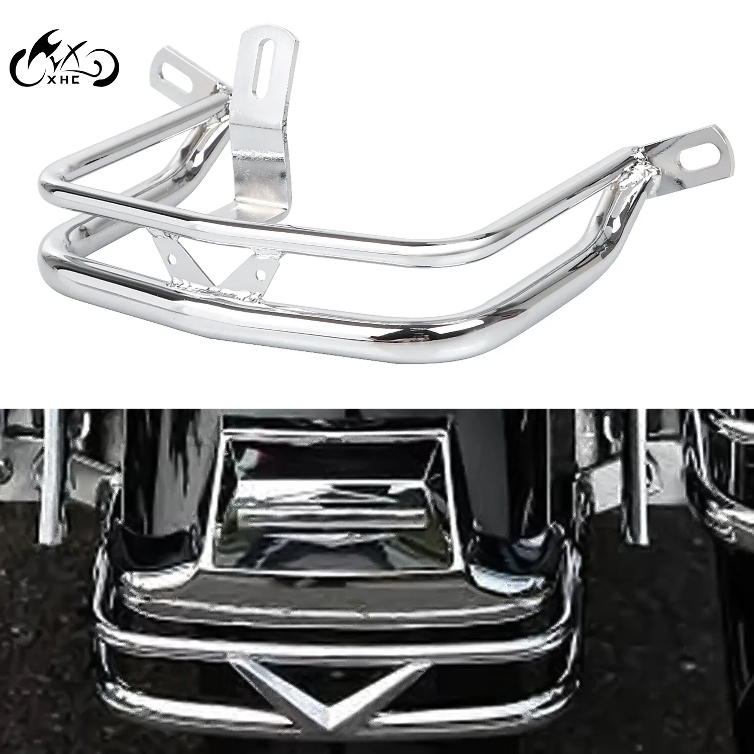 Motorcycle-Rear-Fender-Rail-Trim-Bumper-Chrome-Metal-For-Harley-Touring ...